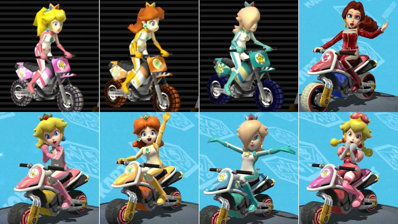 Mario Kart Wii & Mario Kart 8 Deluxe // All Unique Bike Outfit ...