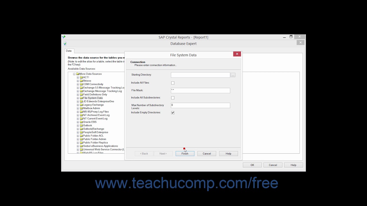 Crystal Reports 2013 Tutorial More Data Sources Business Objects ...