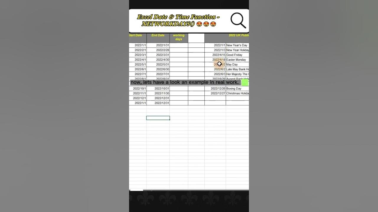 107 Excel Date And Time Function Networkdays Shorts Youtubeshorts Youtube