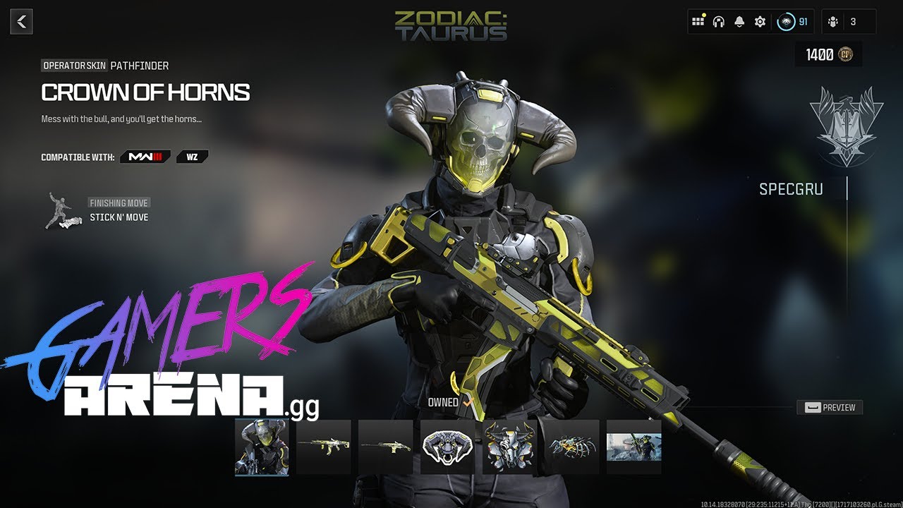 COD MW3 ZODIAC TAURUS Pathfinder Operator Skin Hard Unlocked PS XBOX PC ...
