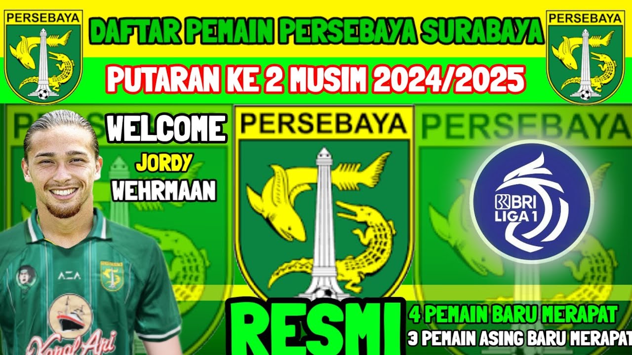 RESMI - DAFTAR PEMAIN PERSEBAYA SURABAYA - BRI LIGA1 PUTARAN KE 2 MUSIM ...