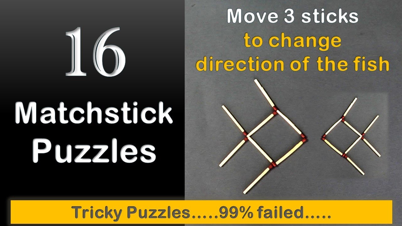 16 Matchstick Puzzles | Tricky Puzzles......99% Failed | Matchstick ...