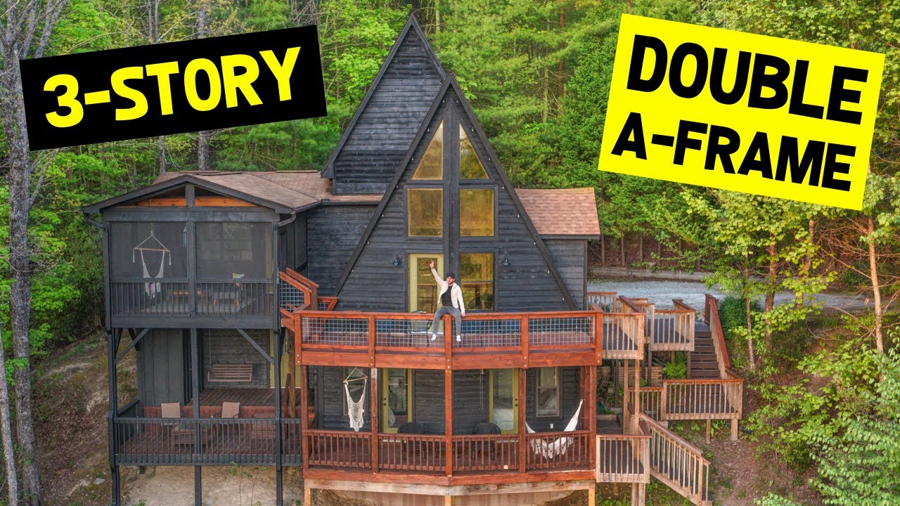 HUGE 3-STORY DOUBLE A-FRAME CABIN w/ 3 Outdoor Decks & Amazing Views ...
