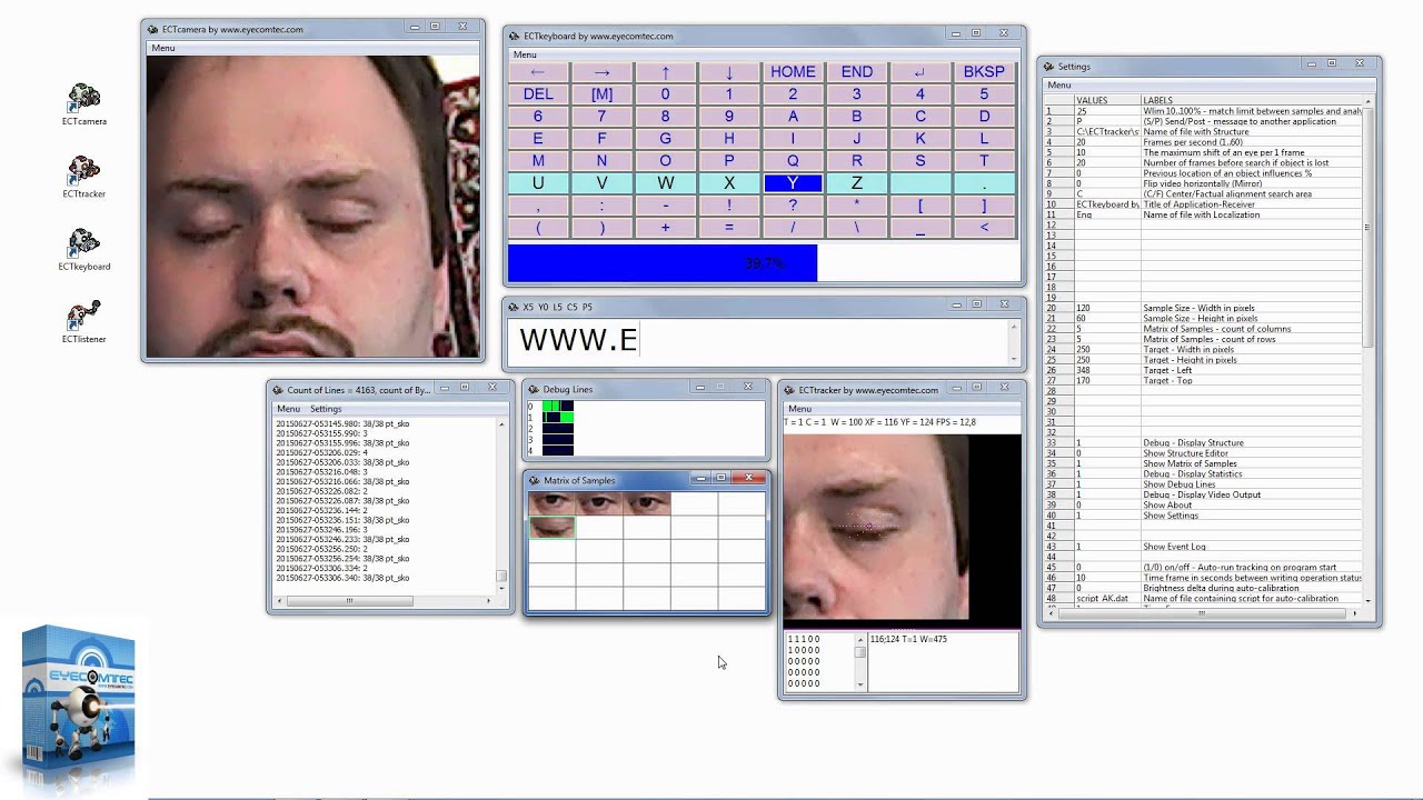 Communicate (write texts) exclusively through eye movements (blinking ...
