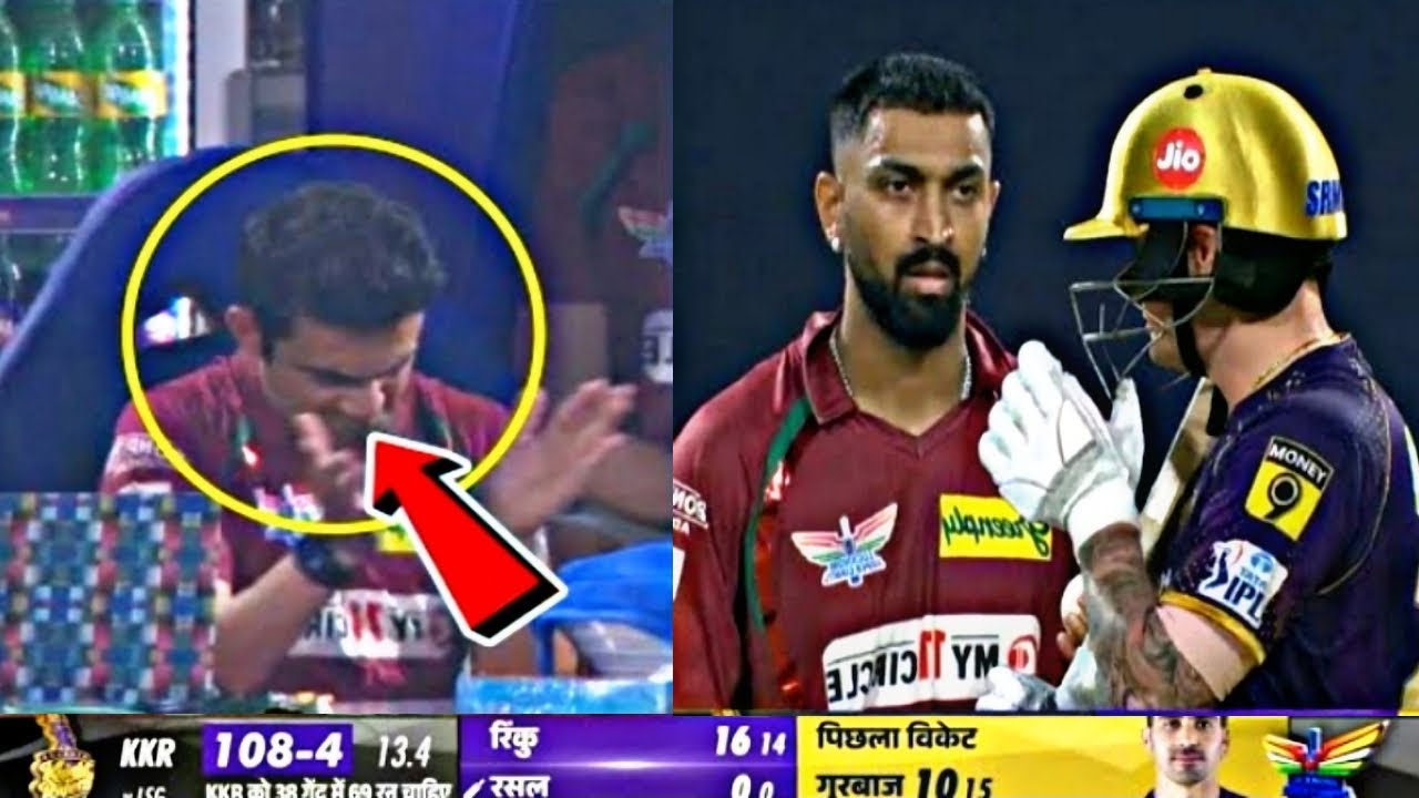 Gautam Gambhir angry reaction when Jason Roy fight with Krunal Pandya ...