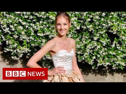 Woman makes 1,400-mango gown to highlight food waste - BBC News