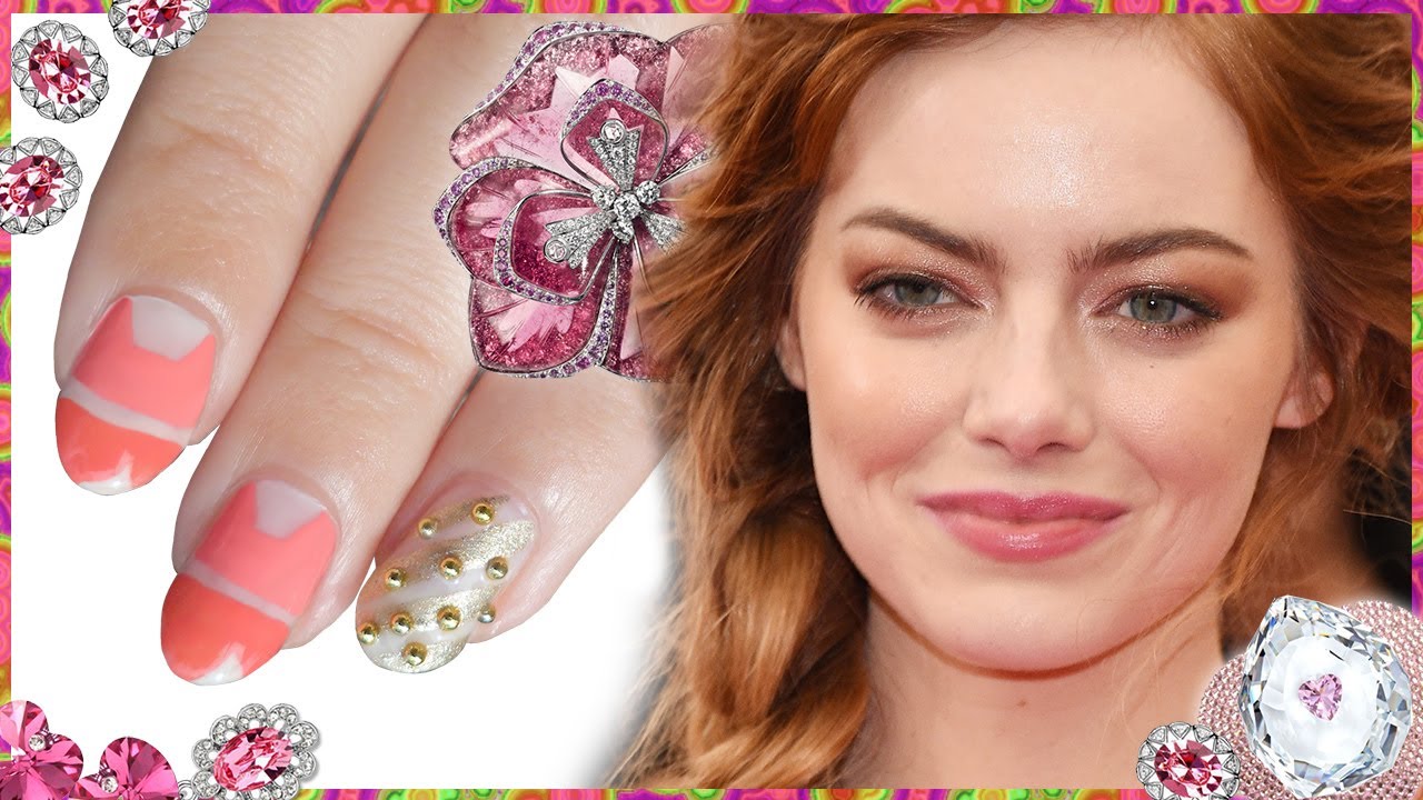 Emma Stone Met Gala 2014 Inspired Nails - YouTube