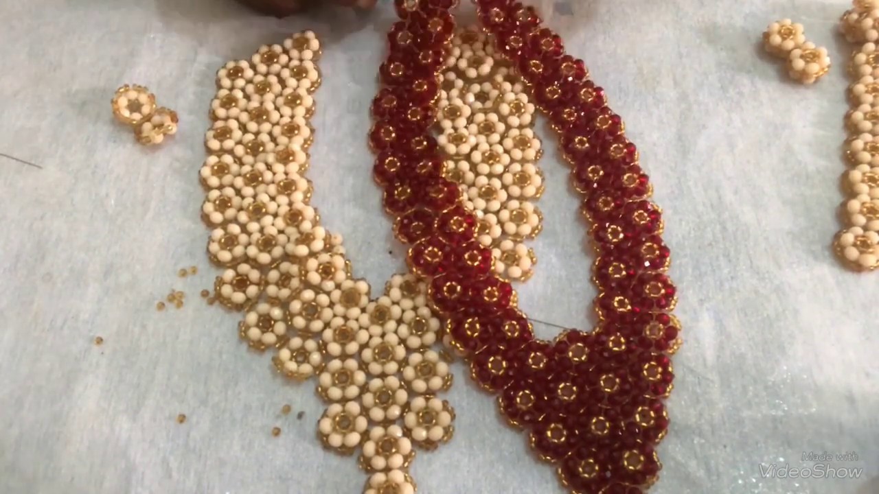 Beaded necklace tutorial/ how to make beaded jewelry - YouTube