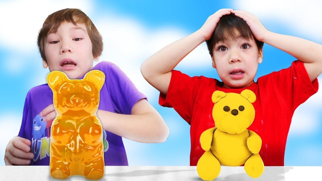 GUMMY vs PLAY DOH CHALLENGE! - Kids Play and Eat Play Doh Gummy Food ...