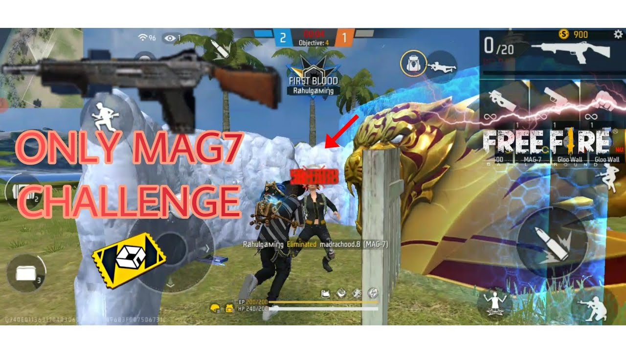 Free Fire Only Mag7 Gun Vs All Guns Challenge Challenge In Custom Rahul ...
