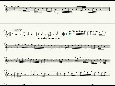 Uşşak Oyun Havası - Şükrü Tunar - Nota Eşliğinde (Ahenk: Kız Neyi - B)