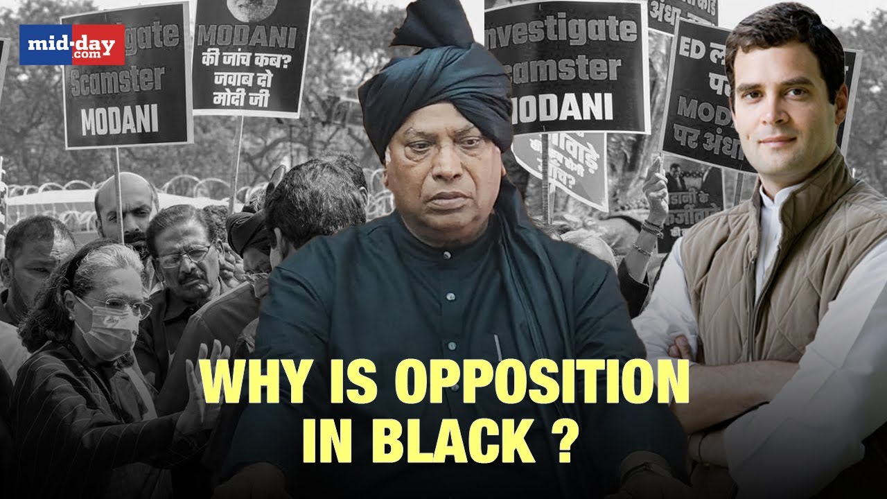 Congress And Other Opposition Parties Protest In Black Outside ...