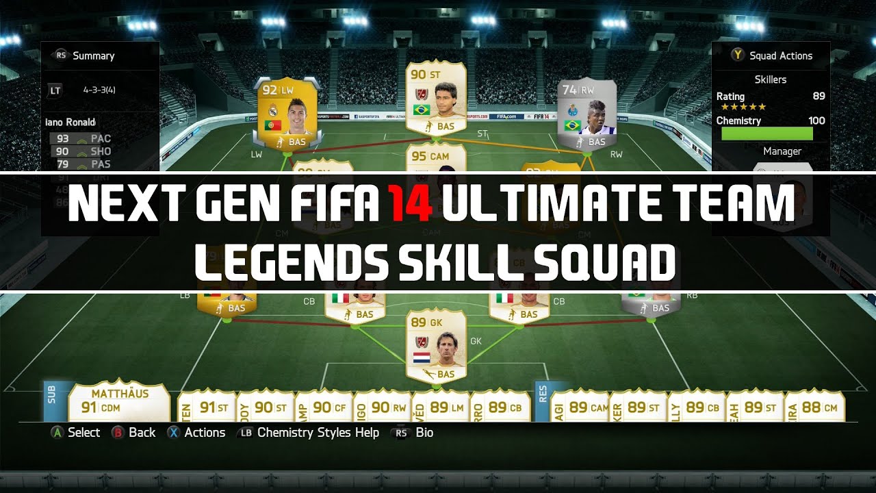 Next Gen FIFA 14 Ultimate Team Legends Skill Squad - YouTube