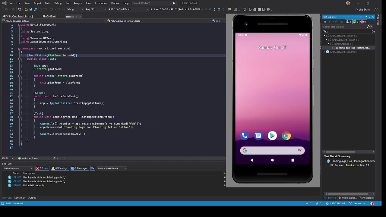 BizCard - Xamarin UI Test - YouTube