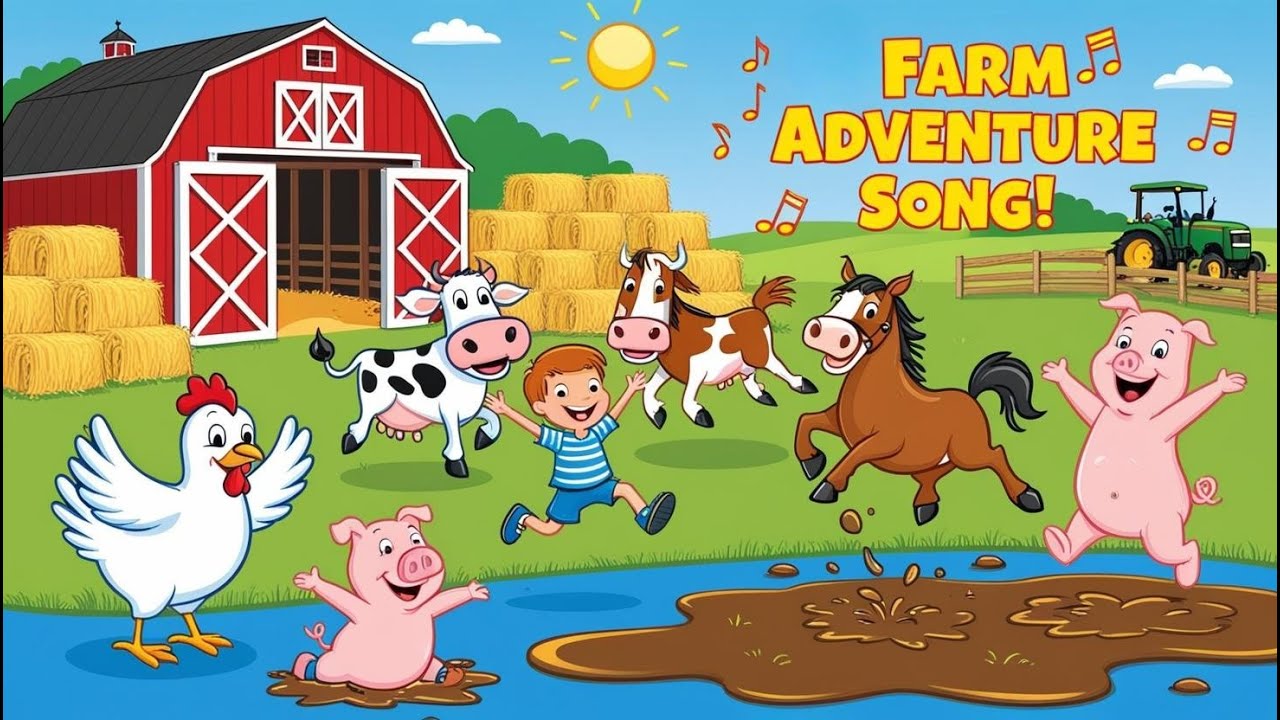 Fun Farm Animals Song for Kids |Farm Adventure Song | Nursery Rhyme for ...