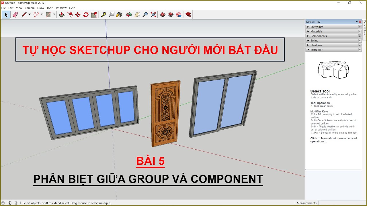 GROUP VÀ COMPONENT TRONG SKETCHUP - YouTube