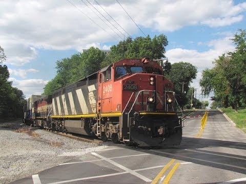 CN 2408, a C40-8M "Barn Unit" leads out of Joliet 2013.08.14 - YouTube