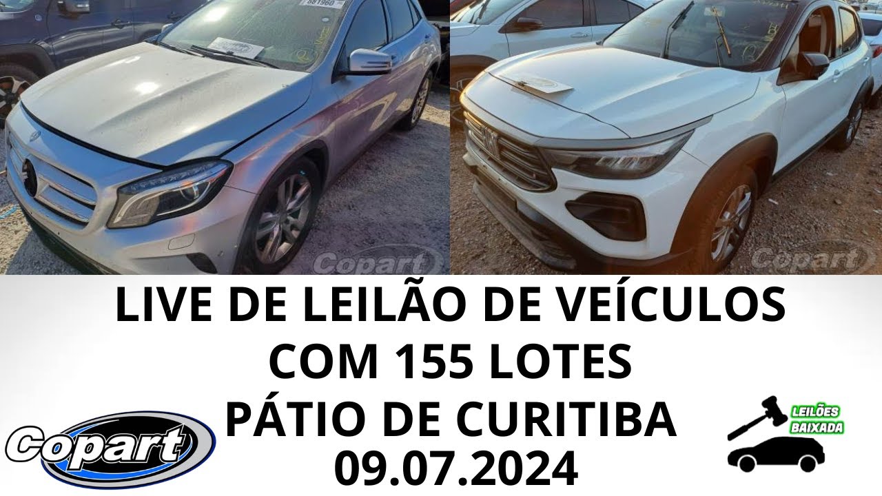 LIVE DE LEILÃO DE VEÍCULOS NA COPART COM 155 LOTES DO DIA 09.07.2024 ...