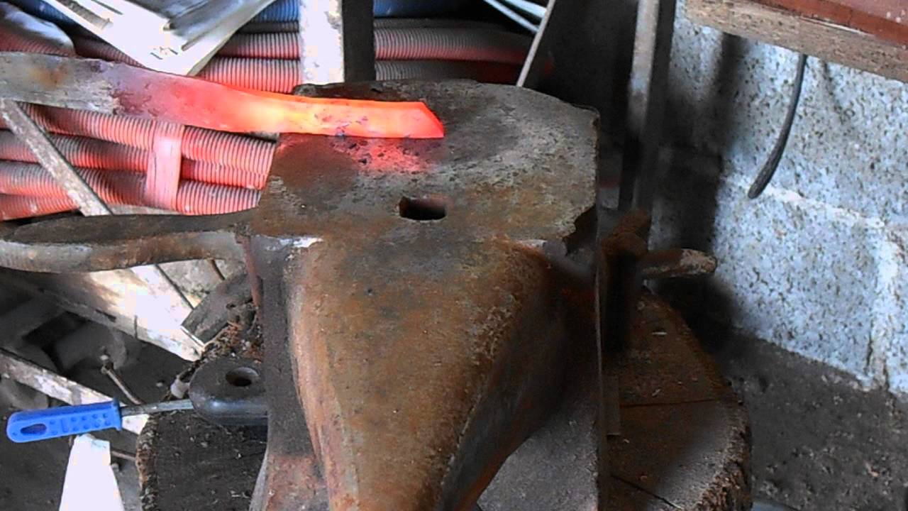 Forging hidden tang knife from old ball bearing steel{52100} - YouTube