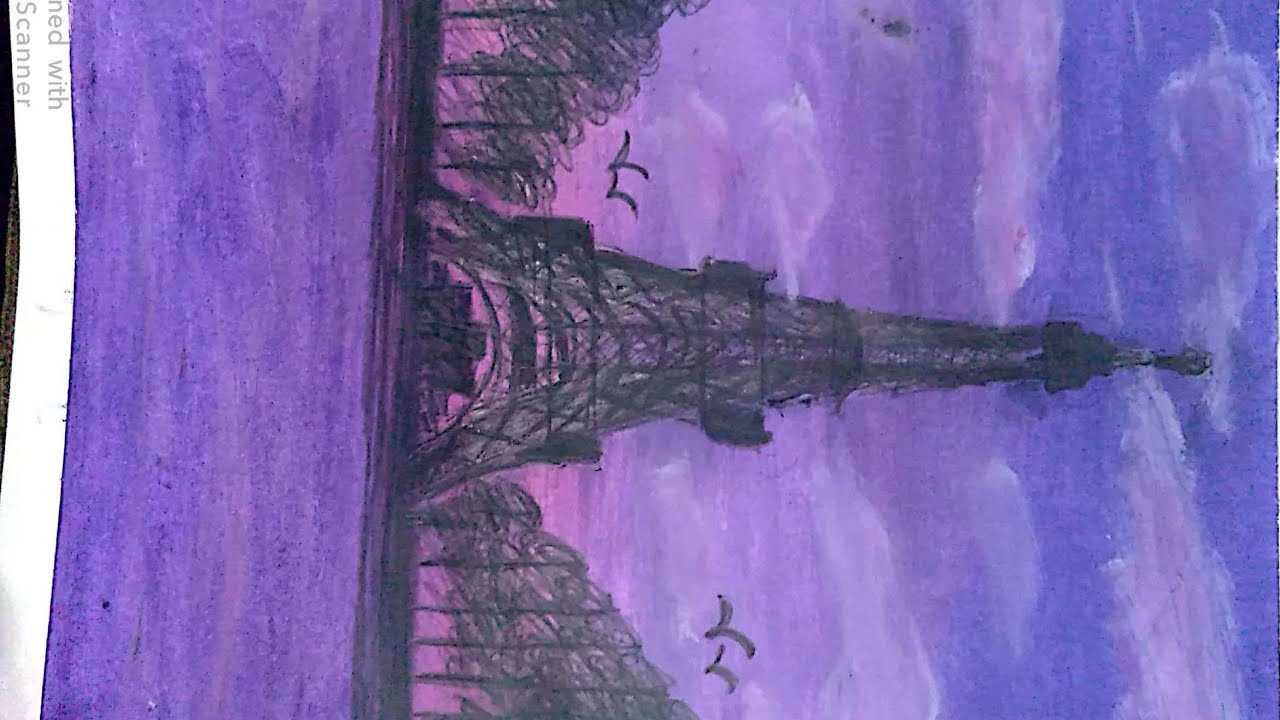 How to draw Eiffel tower scenery with oil pastels | ArToRiaN | - YouTube