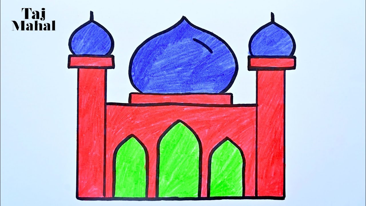 How to draw Taj Mahal | Easy step by step drawing - YouTube