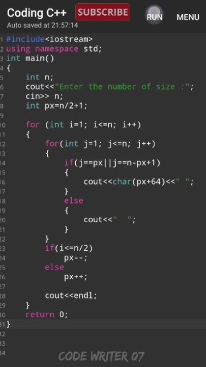 Best C Pattern Program Tutorial Video π―π§ Patternprogram Shortvideo Codewriter07 Youtube