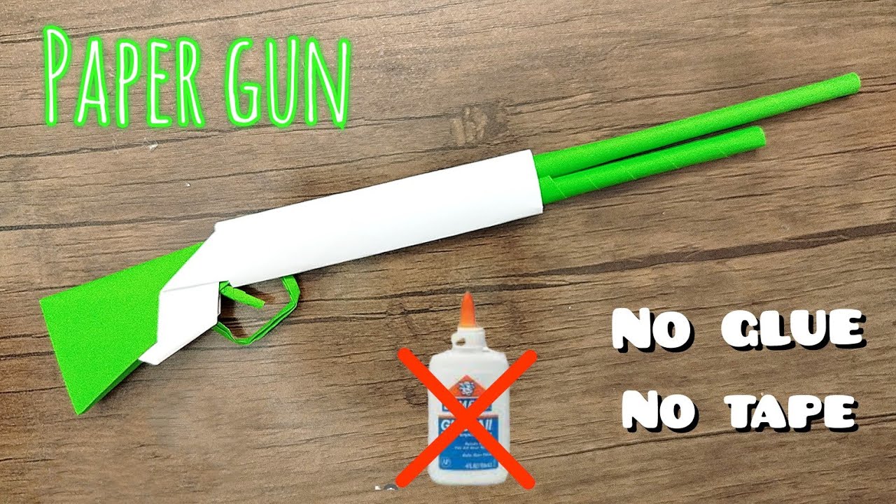 How to make paper gun without glue | Paper gun | How to make gun ...