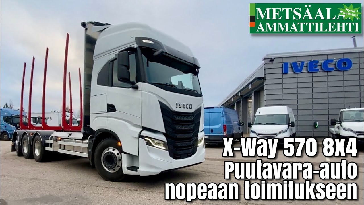 Iveco X-Way 570 8x4 puutavara-auto nopeaan toimitukseen - YouTube