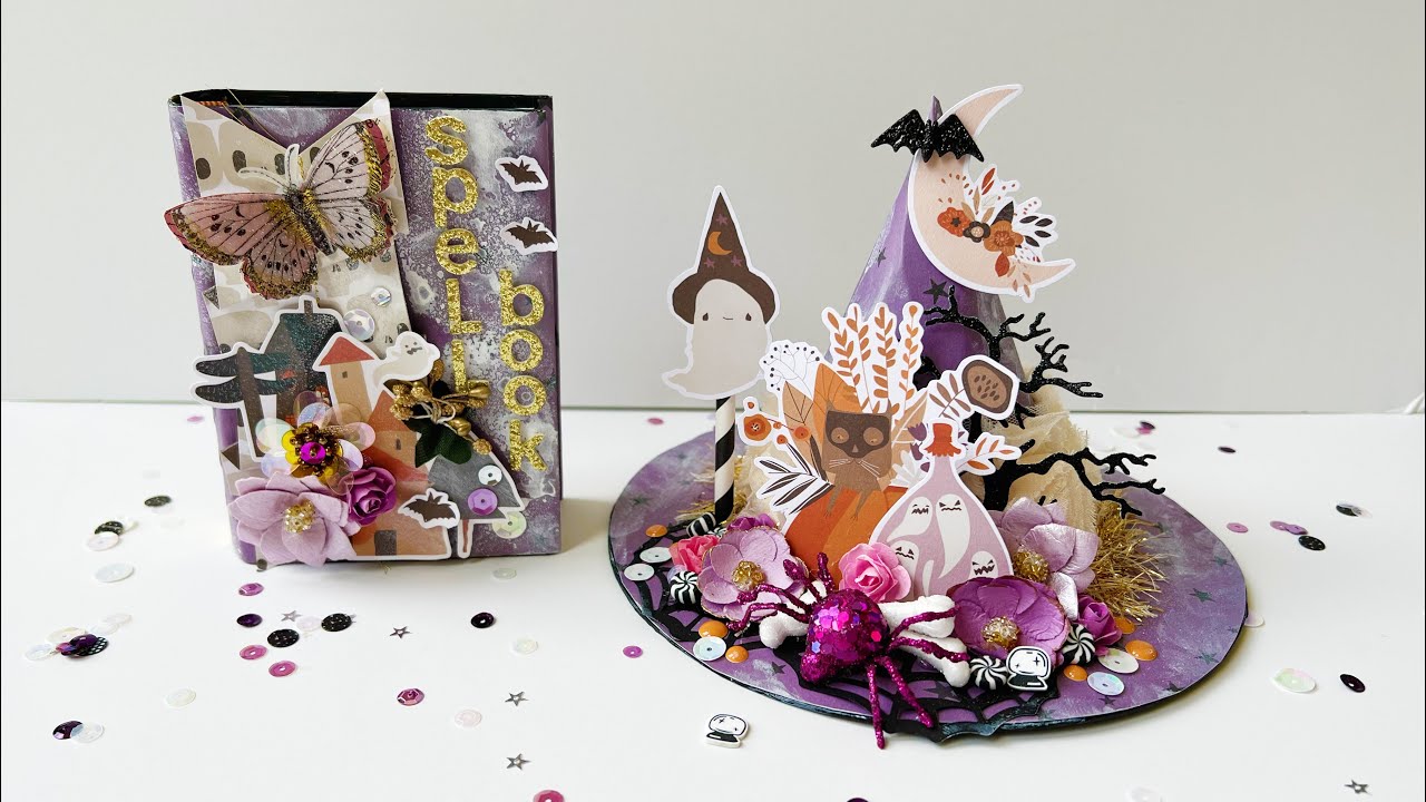 Altered Witch Hat & Spell Book featuring @fancypantsdesigns9489 - YouTube
