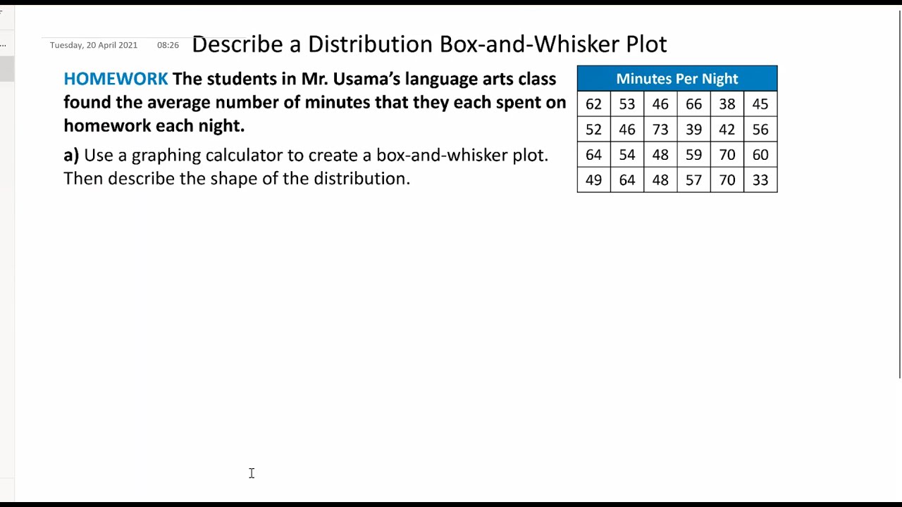 Describing A Distribution Using A Box And Whisker Plot Desmos YouTube Describing A Distribution Using A Box And Whisker Plot Desmos YouTube