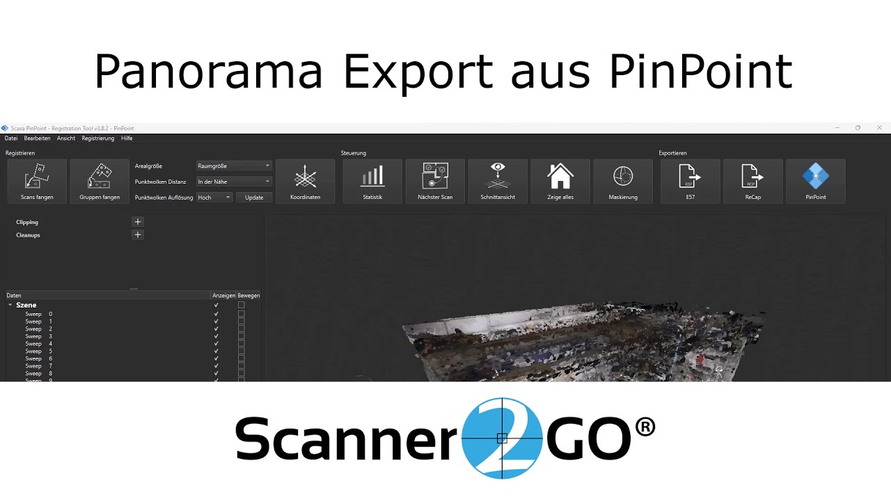 Panorama Bild Export aus PinPoint - Scanner2GO - YouTube