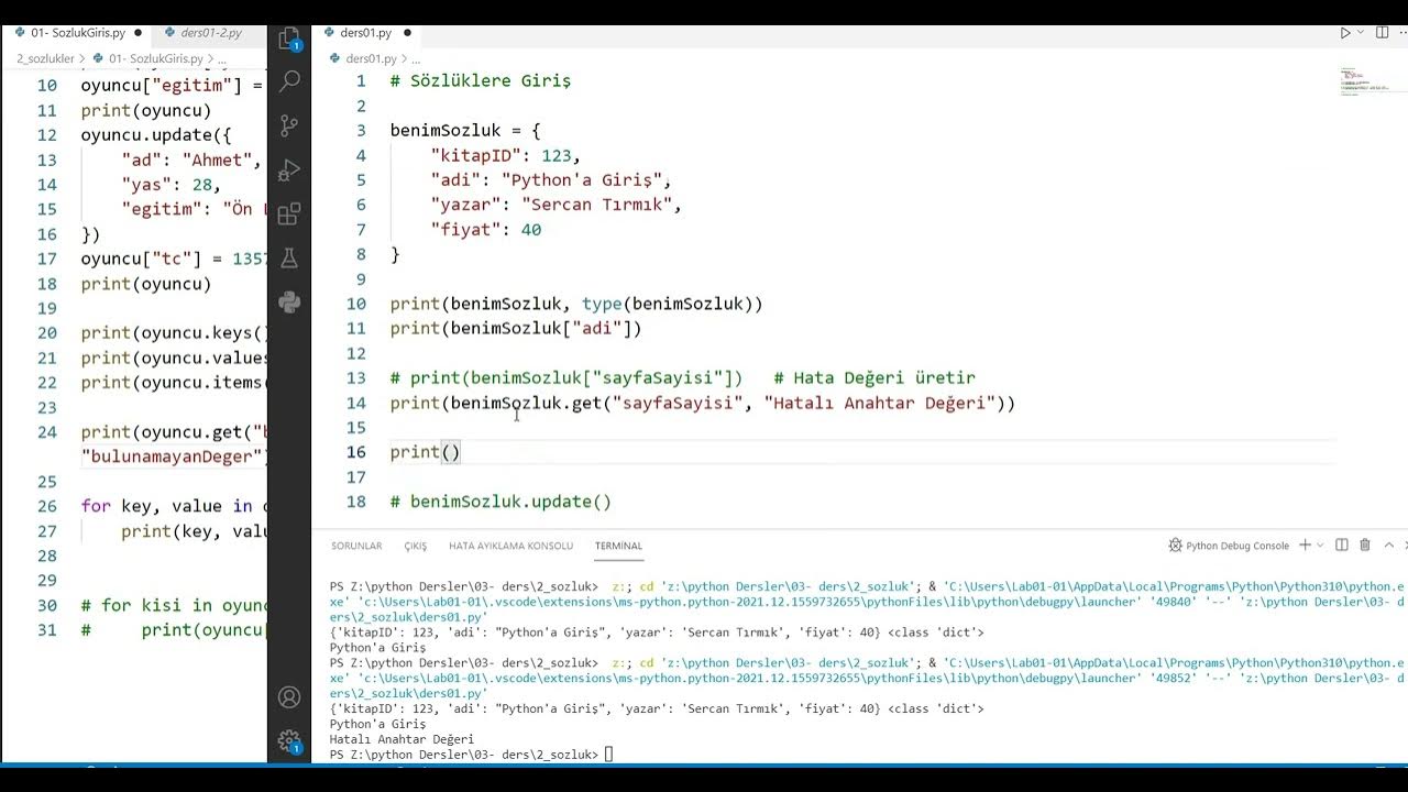 Python Sözlük Yapısı Dict Youtube