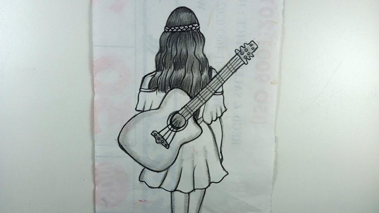 How to Draw girl with guitar | Om Dada Artist - YouTube