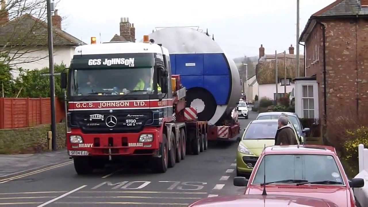 Wide load on A39 through Long Street Williton Somerset. - YouTube