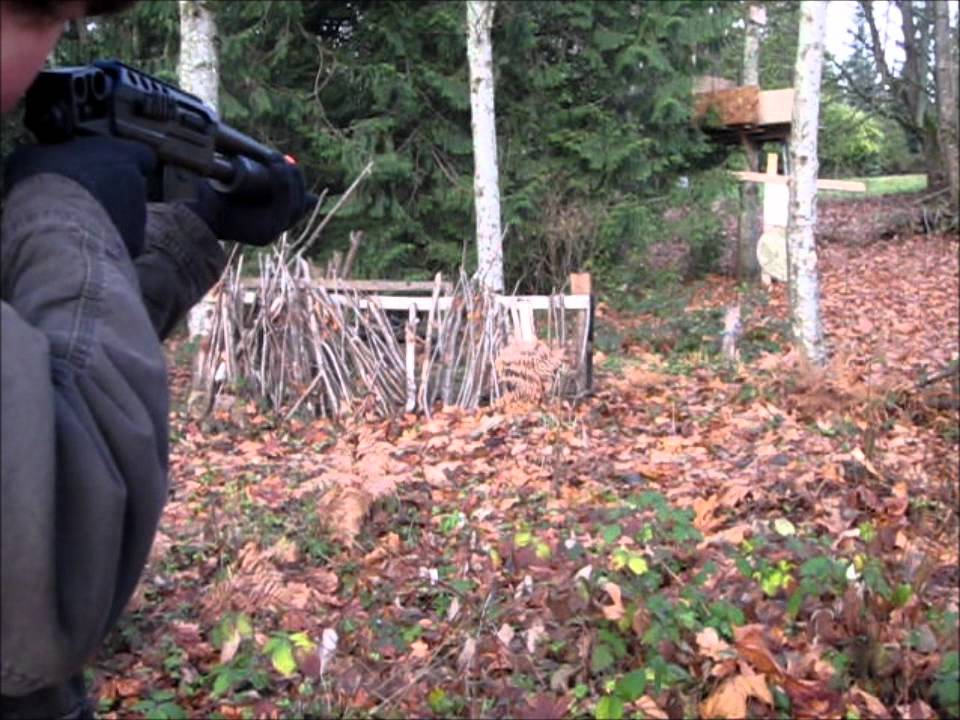 Airsoft UTG Everblast 870 CQB Sawed Shotgun Shooting Test - YouTube