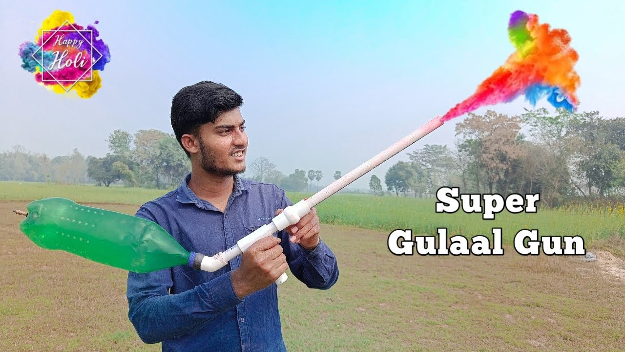 Homemade Powerful Holi Gulal Gun | How to make Holi Pichkari At Home ...