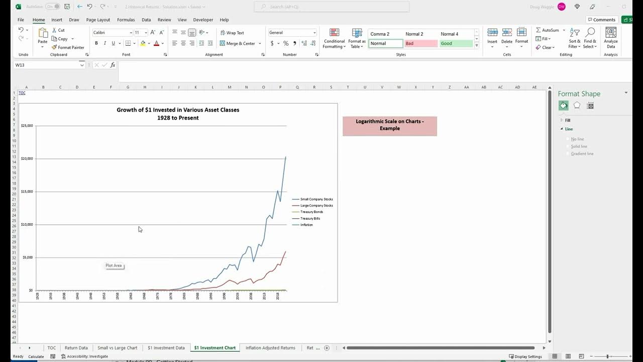 Excel Show Logarithmic Scale on Chart - YouTube