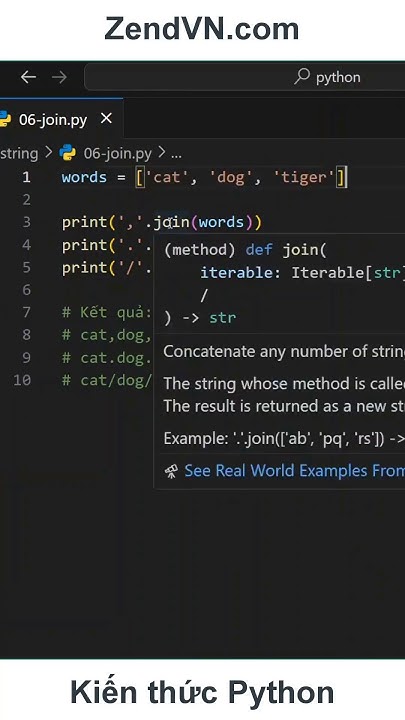 Các phương thức xử lý chuỗi Python - 06 - Join #python #laptrinhpython #hocpython #phamvuongquy ...