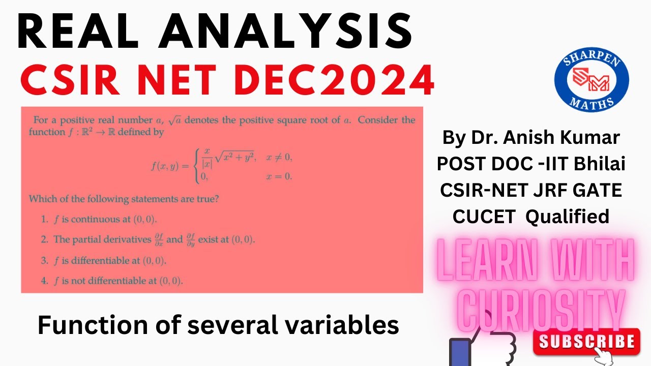 CSIR-NET Dec 2024 real analysis solution ||Que-704148|| Several variable - YouTube