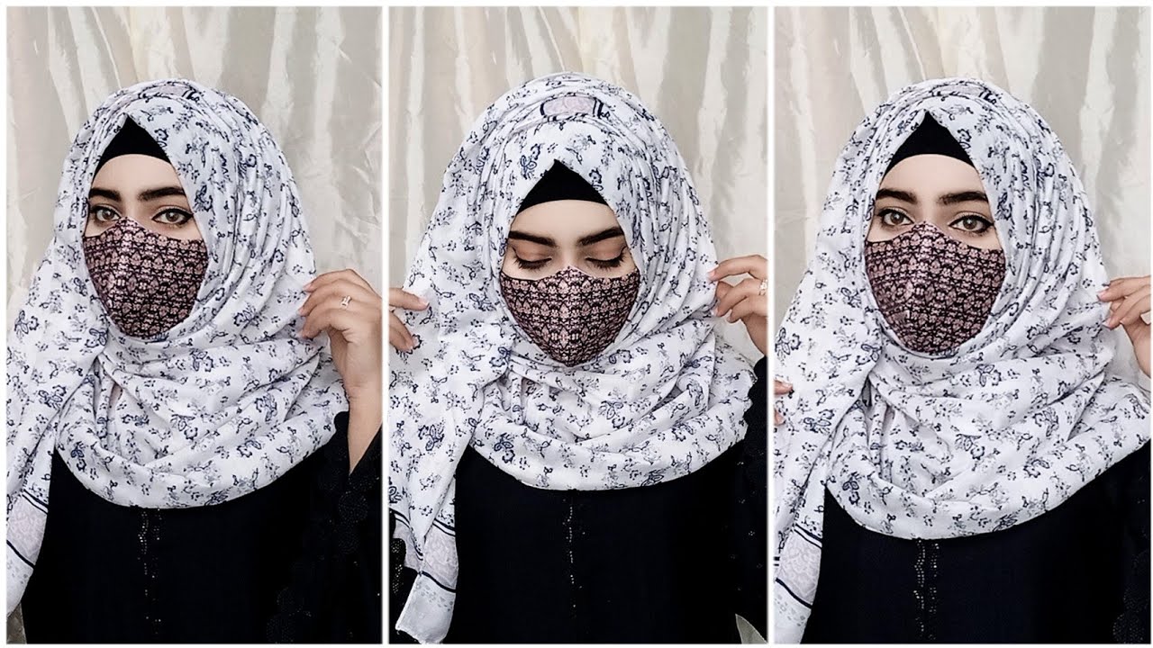Layered Hijab with Mask | Full Coverage Hijab | Hijab Tutorial | #hijab ...