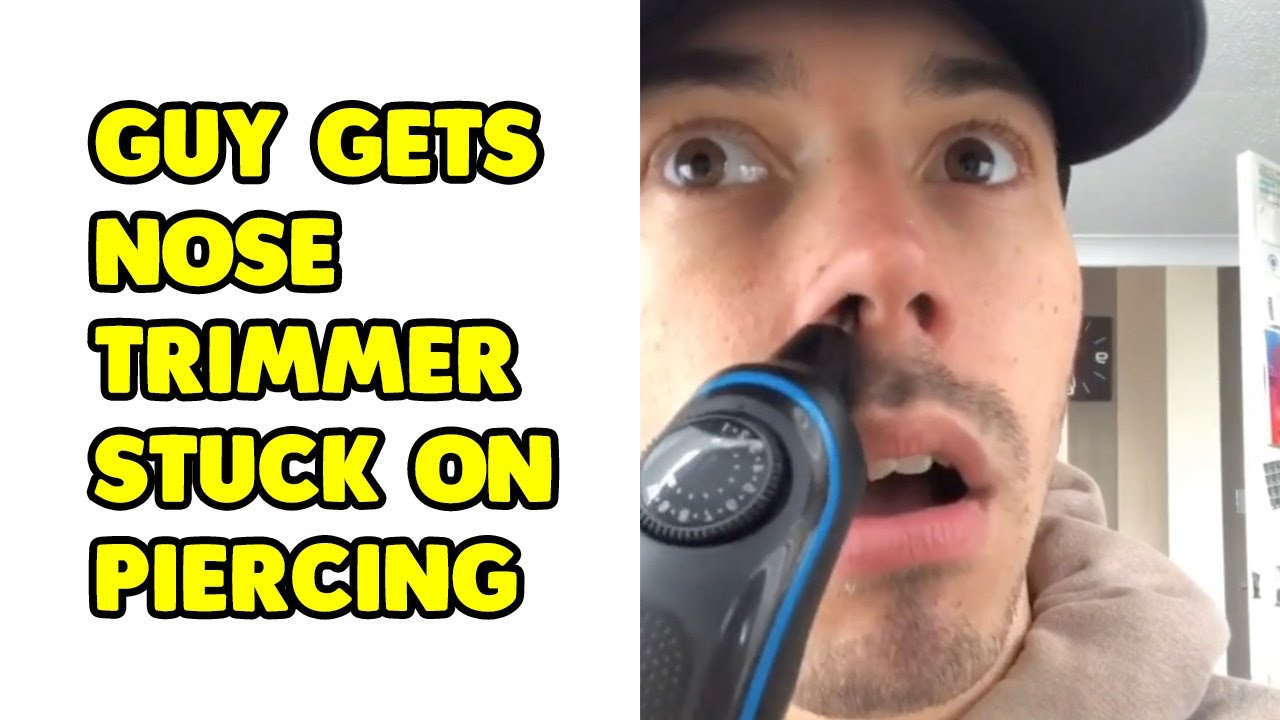 Guy Gets Nose Trimmer Stuck On Piercing - YouTube