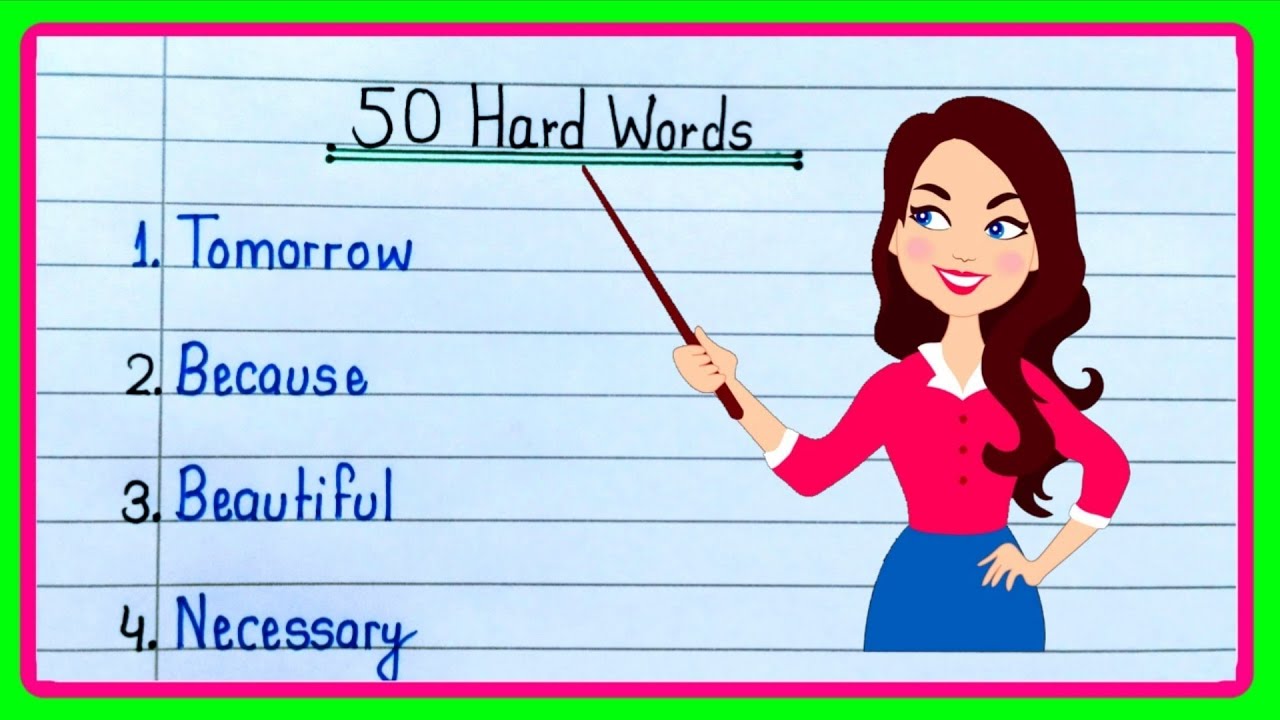 50 Hard words In English | 50 Difficult Words | 50 Dictation words ...