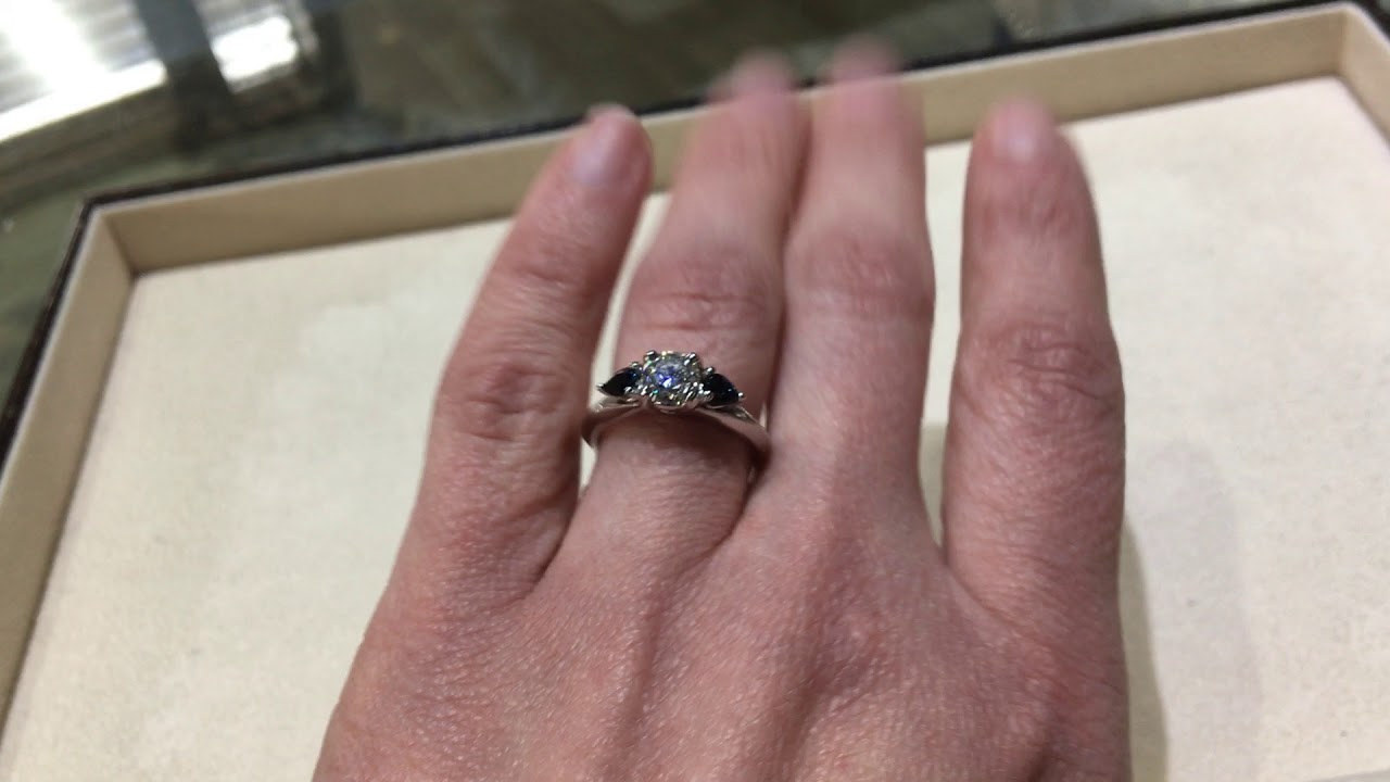 Three Stone Diamond & Blue Sapphire Ring - MJ Gabel - YouTube