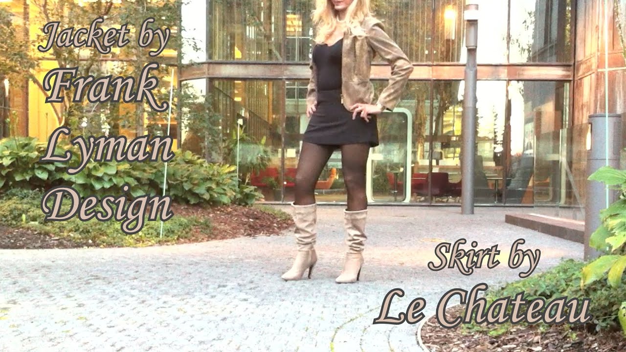 OOTD - Miniskirt with Beige Jacket and Boots - YouTube