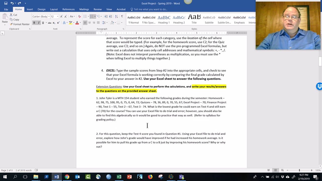 Math 154 Intro to Excel Project and Excel Basics - YouTube