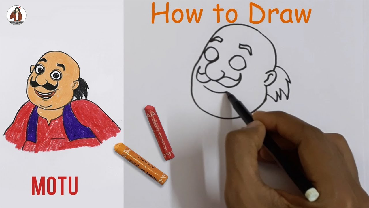 How to Draw MOTU from MOTU PATLU / Easy MOTU face Drawing Step by Step ...