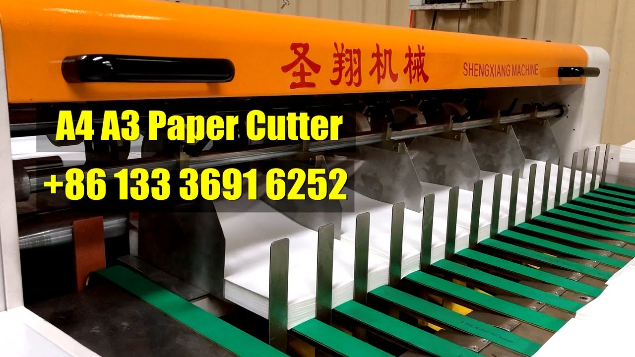 A3 A4 Size Paper Cutting Machine with 2 stage convey - YouTube