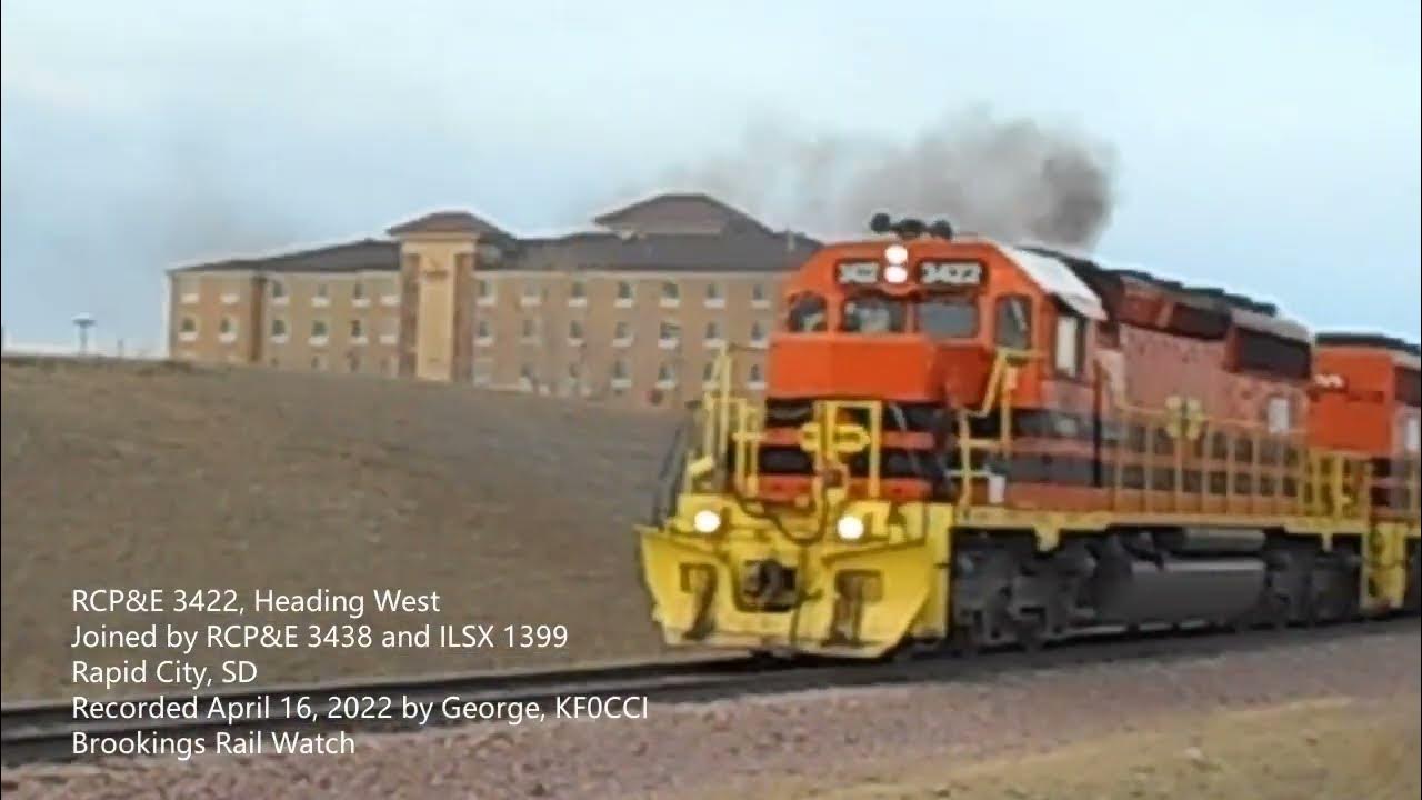 RCP&E 3422, RCP&E 3438, and ILSX 1399 Passing Through Rapid City SD (4/16/22) - YouTube