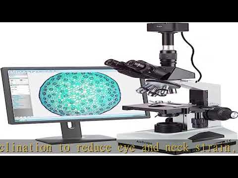 AmScope T490B-5MT Digital Compound Trinocular Microscope, WF10x and WF20x Eyepieces, 40X-2000X ...