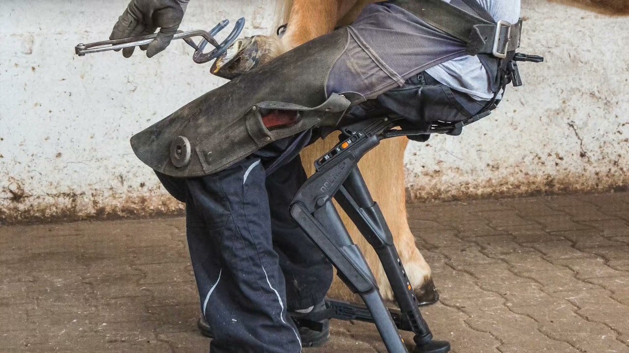 The Chairless Chair in the daily work of a farrier - YouTube